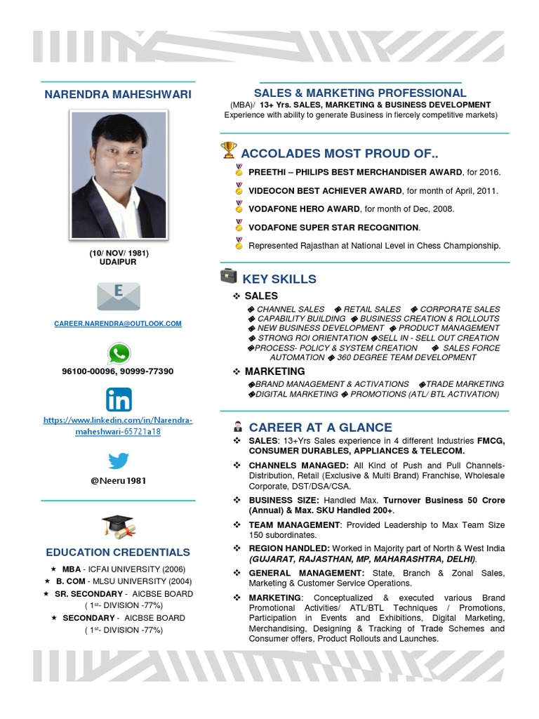 Resume - Narendra Maheshwari (New) PDF | PDF | Retail | Brand