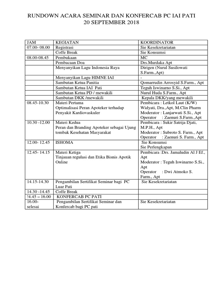 Rundown Acara Seminar-1 | PDF