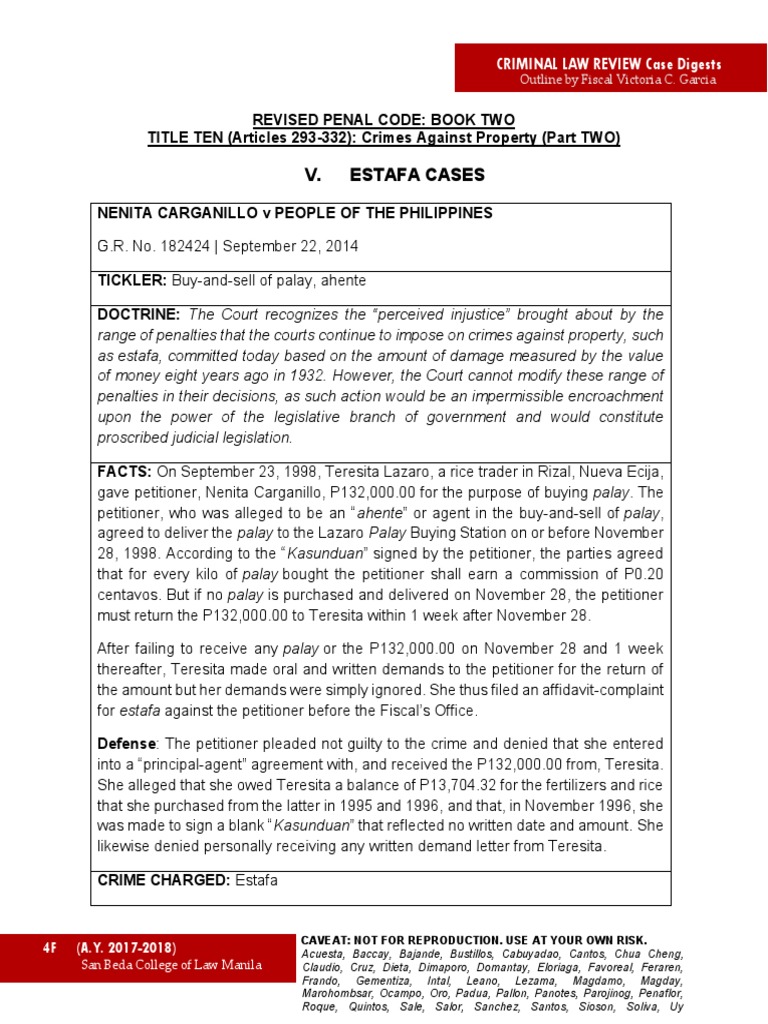 Estafa PDF | Download Free PDF | Fraud | Prejudice (Legal Term)