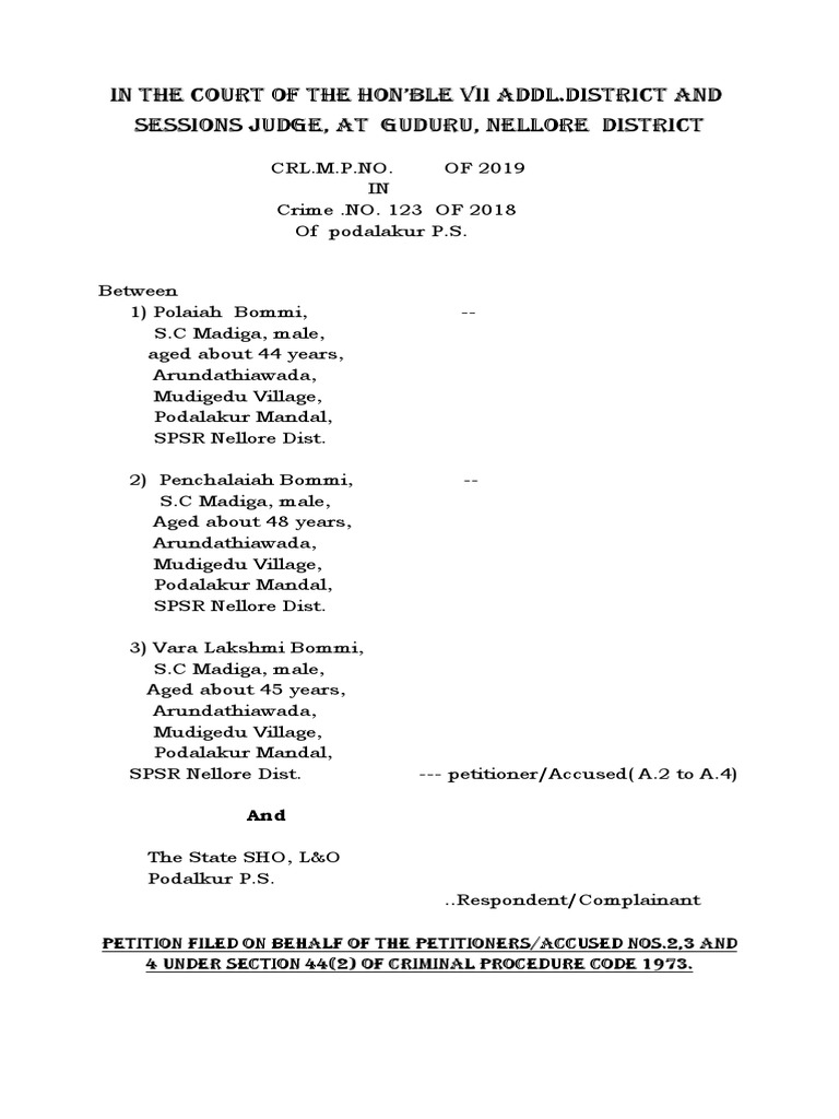 Surrender Petition | PDF | Bail | Crime & Violence