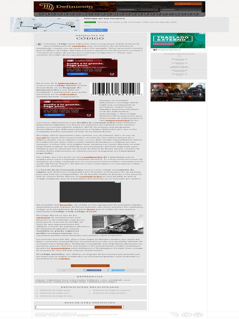 Definición de Código - Qué Es, Significado y Concepto | PDF | Ascii ...