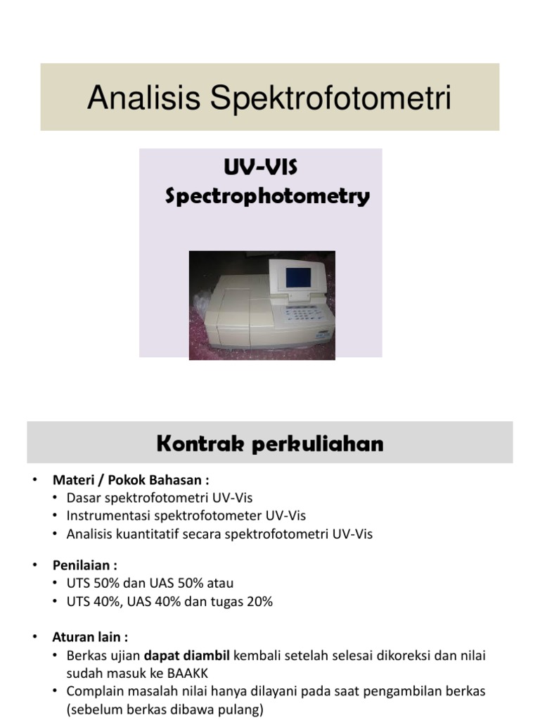 Spektrofotometri UV-VIS | PDF | Metode & Bahan Ajar | Sains & Matematika