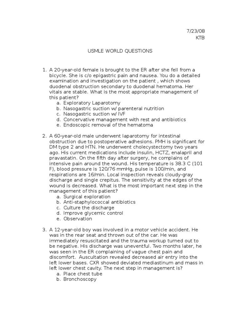 USMLE World Questions on GI Emergencies | PDF | Science & Mathematics