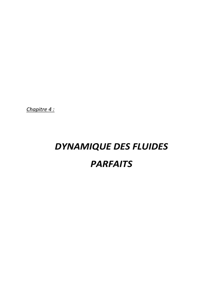 Chapitre 4 Dynamique Des Fluides Parfait | PDF | Dynamique des fluides | Pression