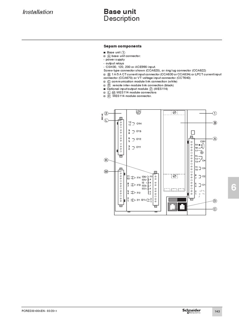 Connecting the Sepam Base Unit | PDF | Electrical Connector ...