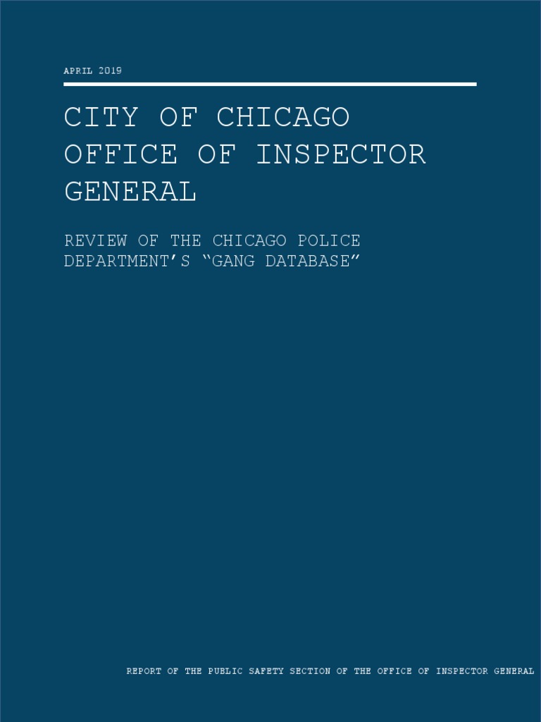 Chicago Inspector General's Gang Database Review | PDF