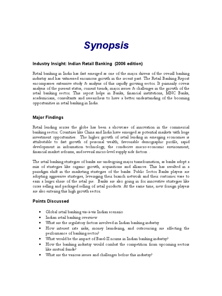 TOC Synopsis Retail Banking | PDF