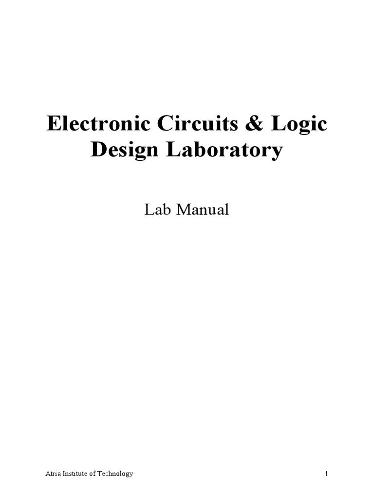 Electronic Circuits & Logic Design Laboratory: Lab Manual | PDF ...