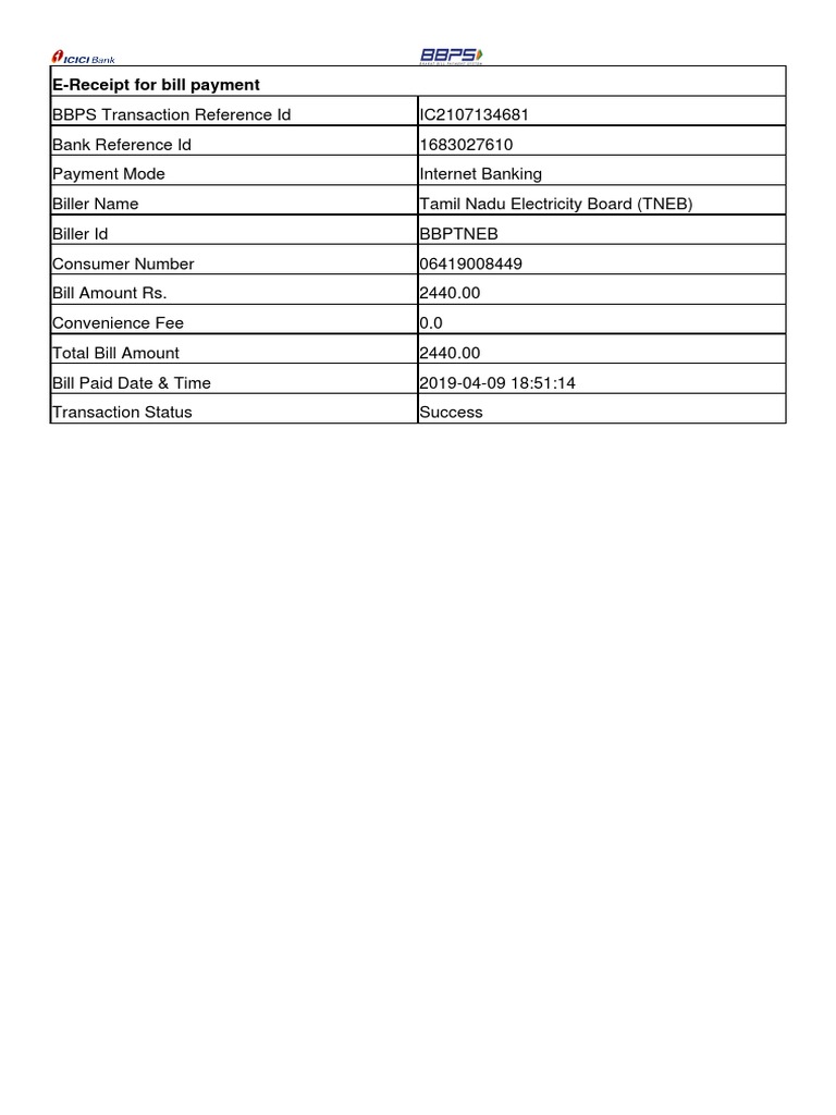 Bbps Receipt Ic2107134681 | PDF