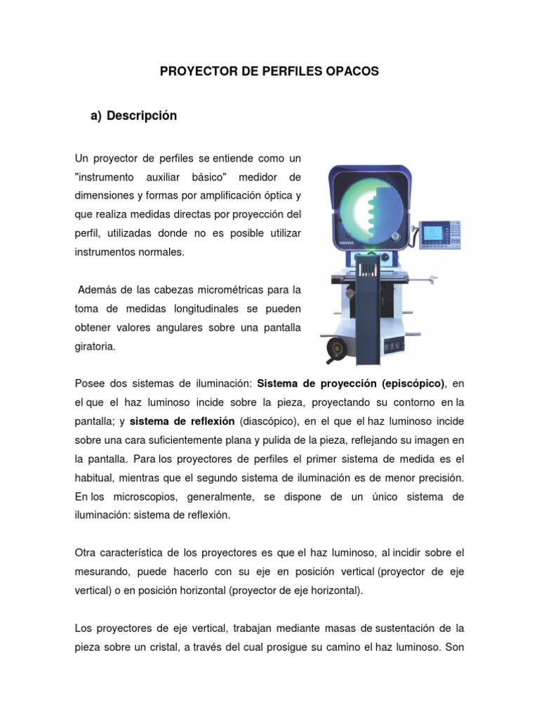Proyector de Perfiles Opacos | PDF | Reflexión (Física) | Ligero