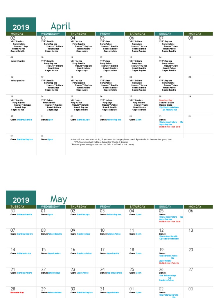 April: Monday Wednesday Thursday Friday Saturday Sunday Monday | PDF ...
