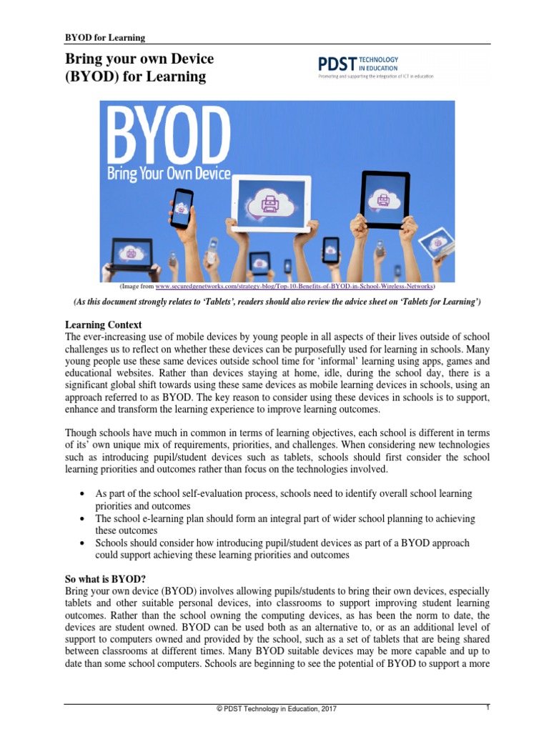 Bring Your Own Device BYOD For Learning | PDF | Teachers | Classroom
