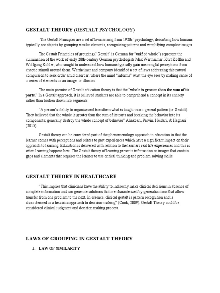 Gestalt Theory | PDF | Applied Psychology | Experimental Psychology