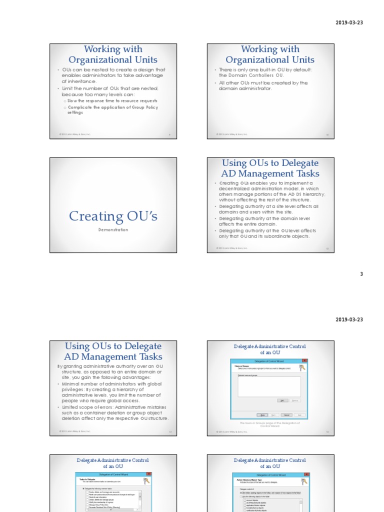Creating OU's: Working With Organizational Units Working With ...