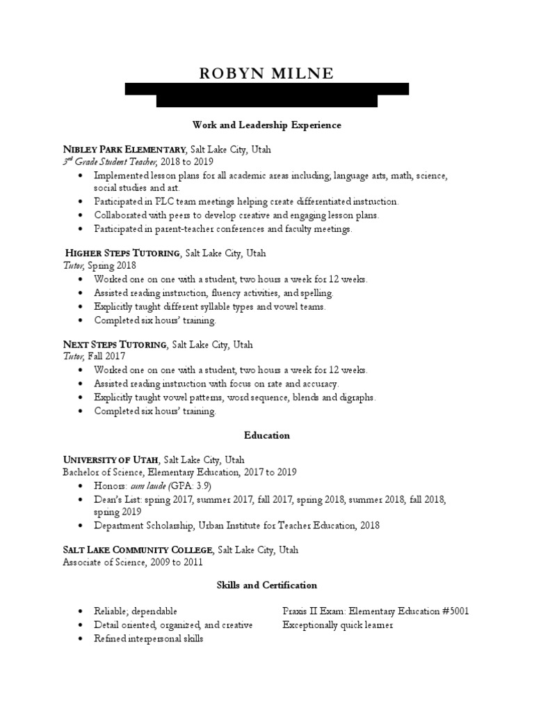 Blacked Out Resume - Robyn Milne | PDF