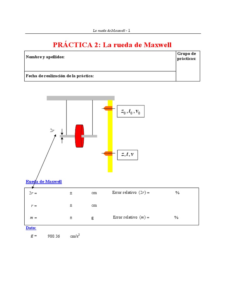 P02R La Rueda de Maxwell | PDF | Análisis matemático | Ciencias fisicas