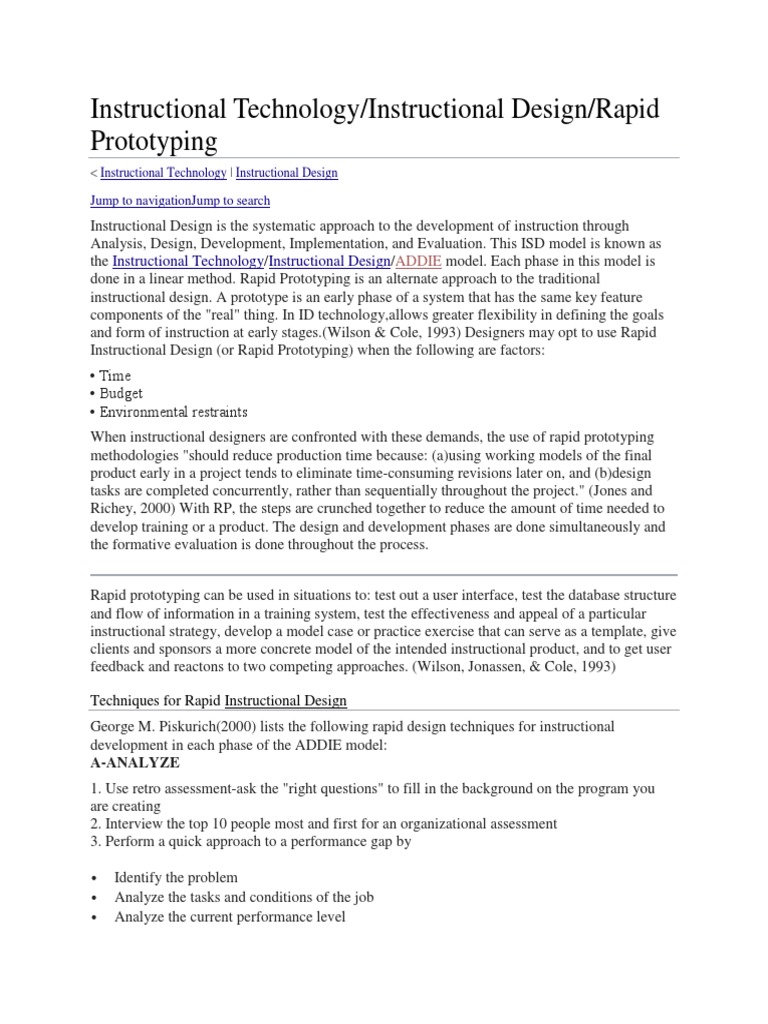 Rapid Prototyping in Instructional Design | PDF | Instructional Design ...