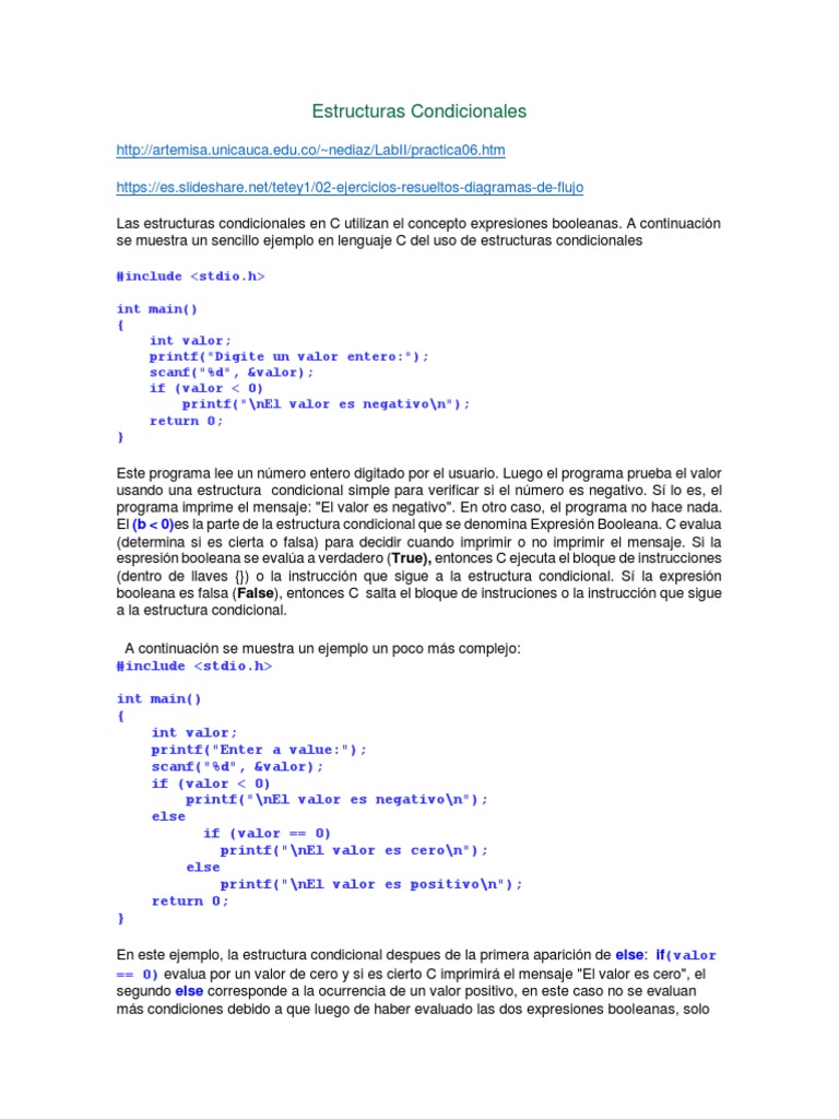 Estructuras Condicionales | PDF | Lenguaje de programación | C ...