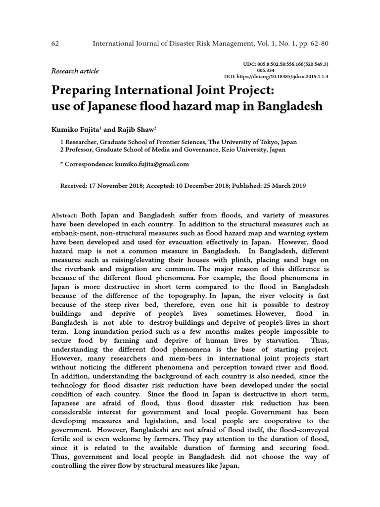 Preparing International Joint Project: Use of Japanese Flood Hazard Map ...