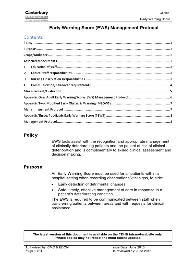 Early Warning Score | PDF | Blood Pressure | Patient