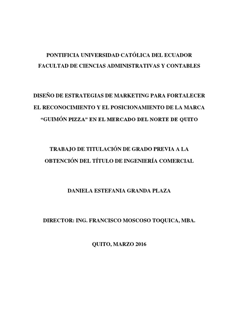 Trabajo de Titulación-Daniela Granda PDF | PDF | Producto (Negocio ...