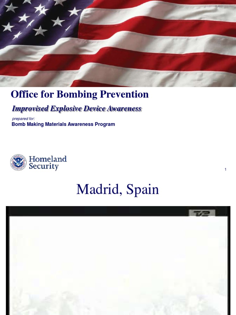 Office For Bombing Prevention: Improvised Explosive Device Awareness ...