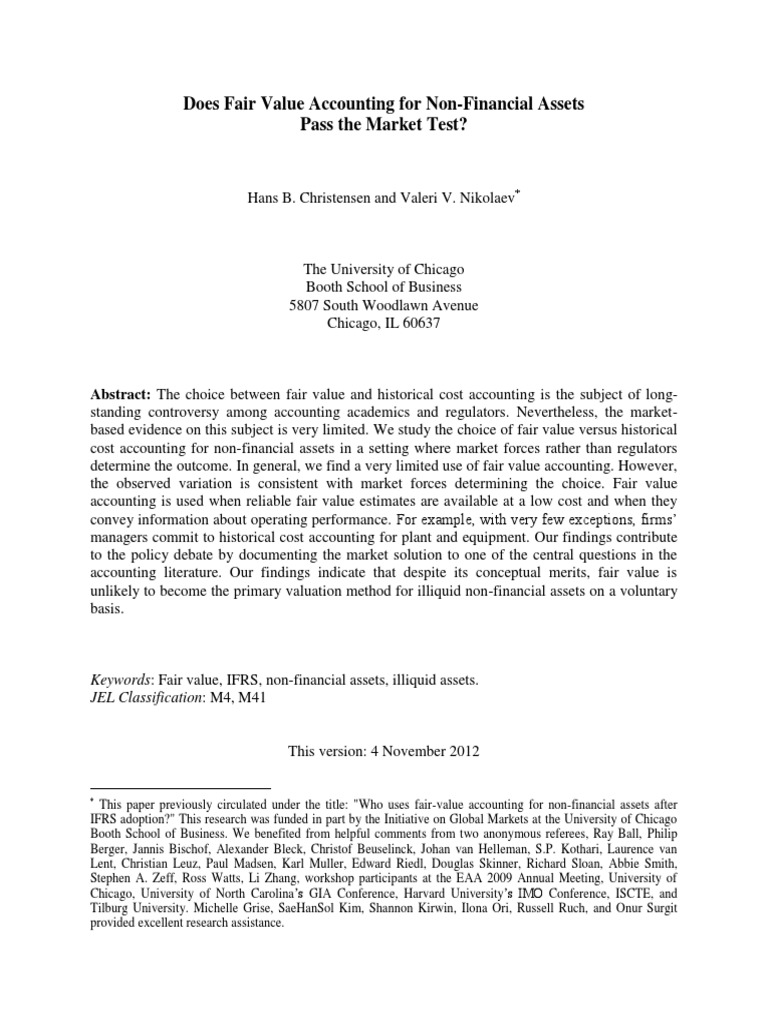 Fair Value Non Financial Assets | PDF | Fair Value | Historical Cost