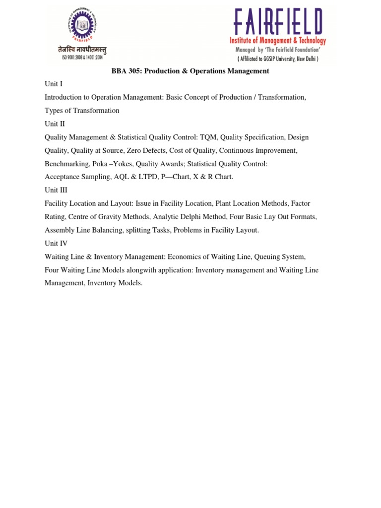 Production & Operation Management | PDF | Operations Management ...