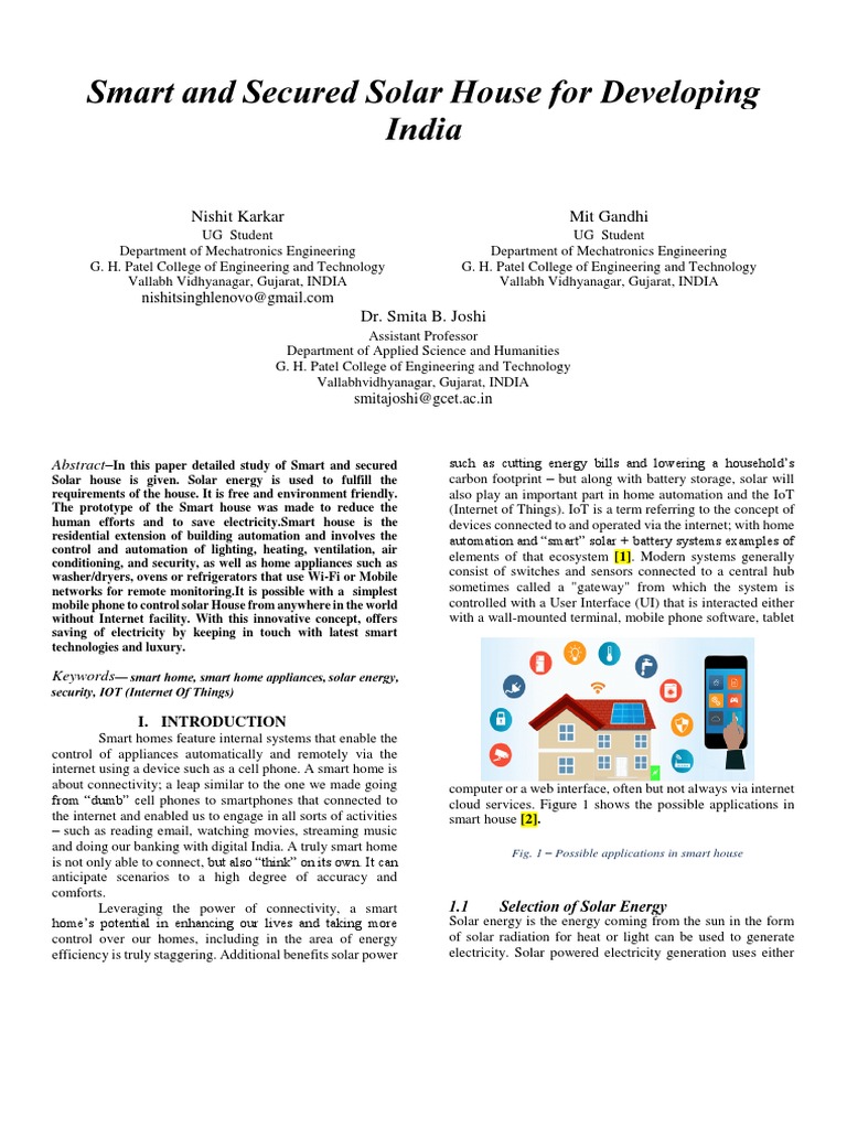 Ieee Research Paper - Smart House 14-7 PDF | PDF | Solar Energy | Solar ...