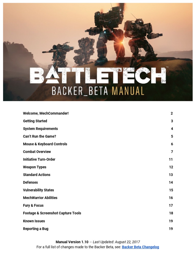 Battletech Beta Manual | PDF | Battle Tech | Leisure