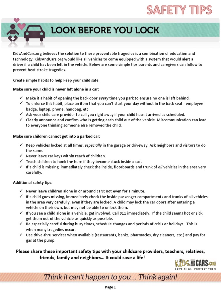 Heatstroke SafetyTips 2019 | PDF | Trunk (Car) | Child Care