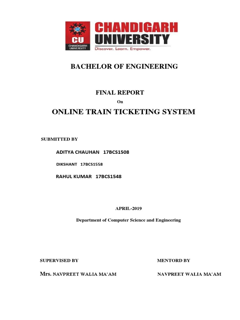 Online Train Ticketing System: Bachelor of Engineering | PDF | Python ...