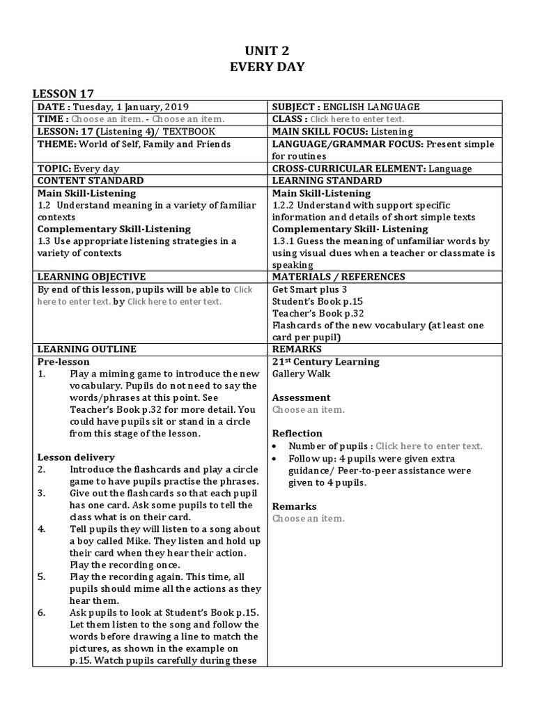 LP Year 3 2019 - Unit 2 | PDF | Vocabulary | Reading (Process)