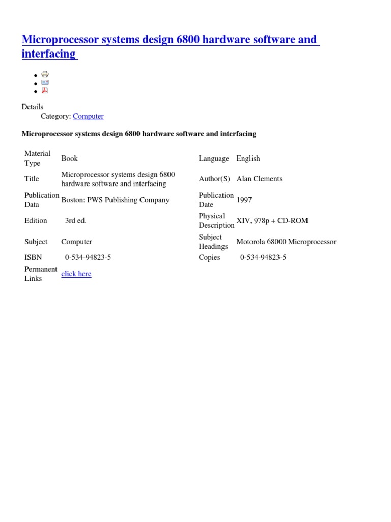 Microprocessor Systems Design 6800 Hardware Software and Interfacing | PDF