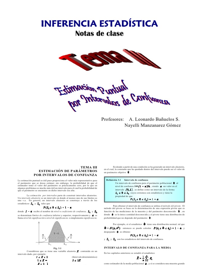 Inferencia Estadística | PDF | Intervalo de confianza | Muestreo (Estadísticas)