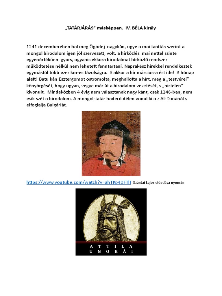 Tatárjárás-IV Béla Király | PDF