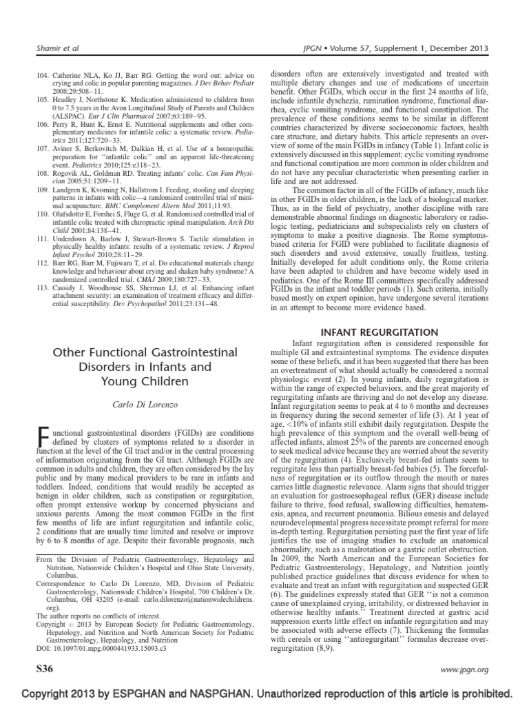 Other Functional Gastrointestinal Disorders in Infants and Young ...