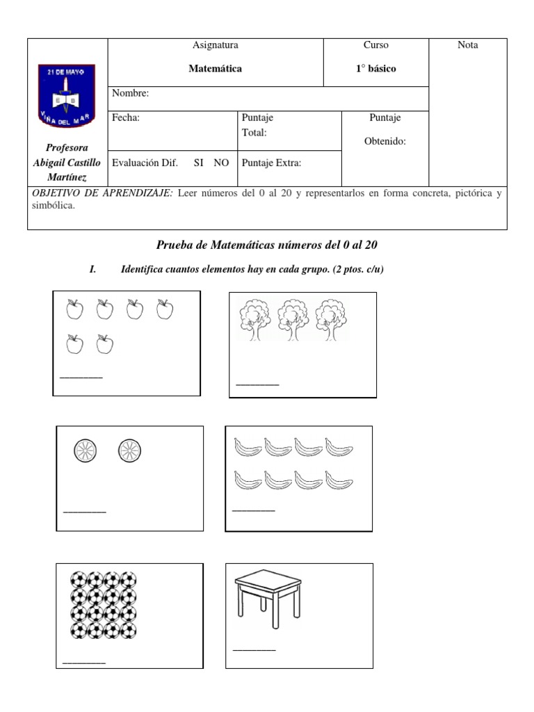 1 Prueba Numeros 0 Al 20