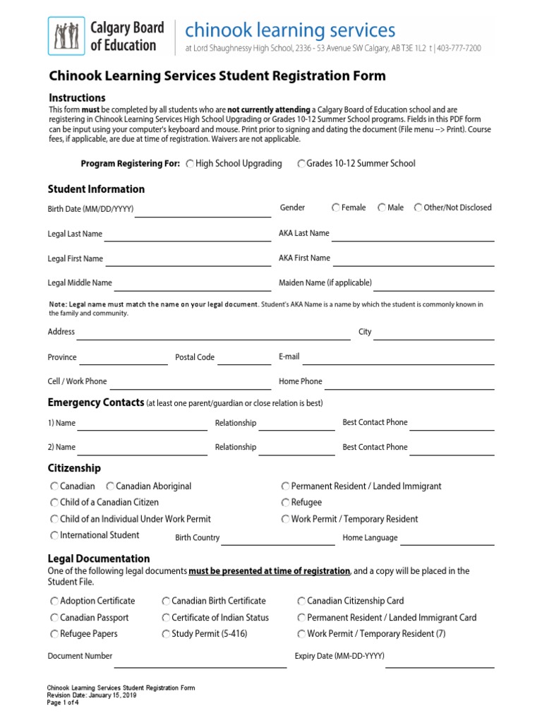 Cls Student Reg Form | Download Free PDF | Personally Identifiable ...