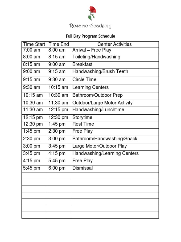 Schedule Template | PDF