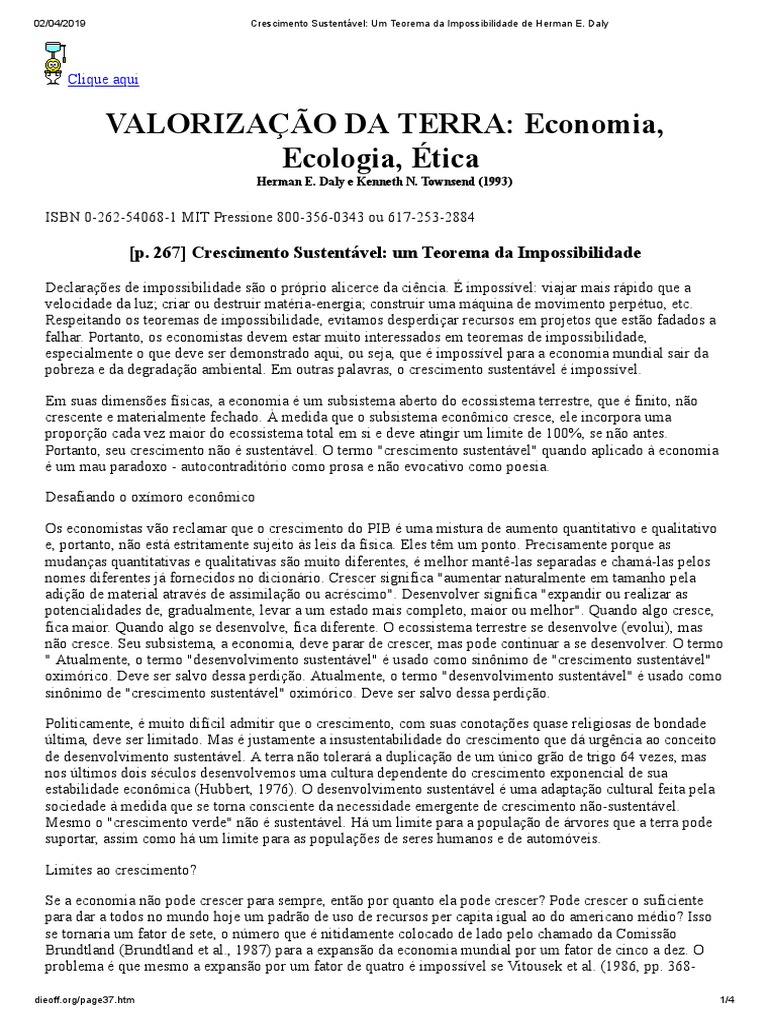 Crescimento Sustentável - Um Teorema Da Impossibilidade de Herman E ... Crescimento Sustentável - Um Teorema Da Impossibilidade de Herman E ...