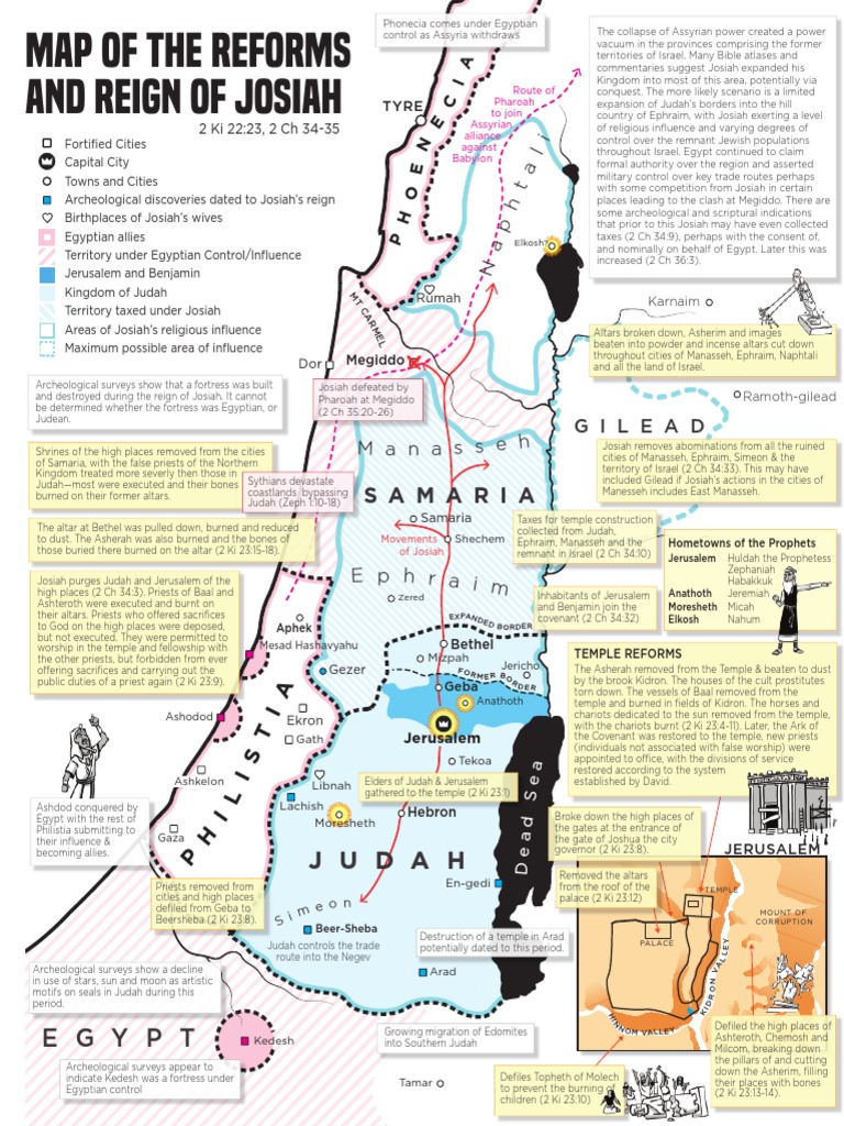 Map of Israel and Judah During The Reign of Josiah Printable PDF | PDF ...