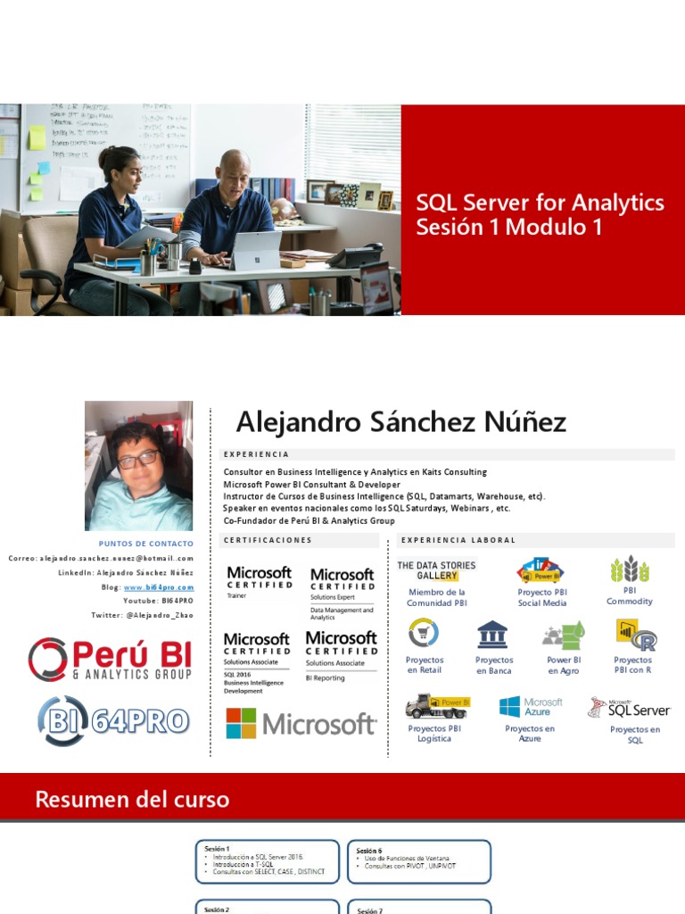 SQL Server For Analytics Sesión 1 Modulo 1 | Descargar gratis PDF ...
