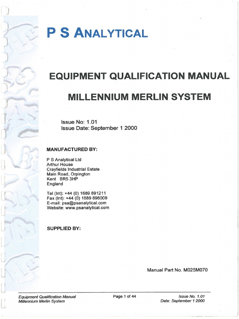 Manual de Verificacion Operacional - Analizador de Mercurio PSA - Millennium PDF | PDF