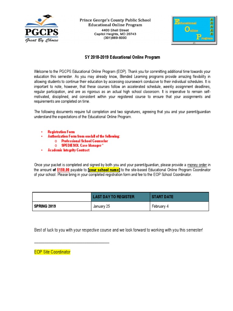 Spring 2019 Eop Registration Form | PDF | Plagiarism | Educational ...