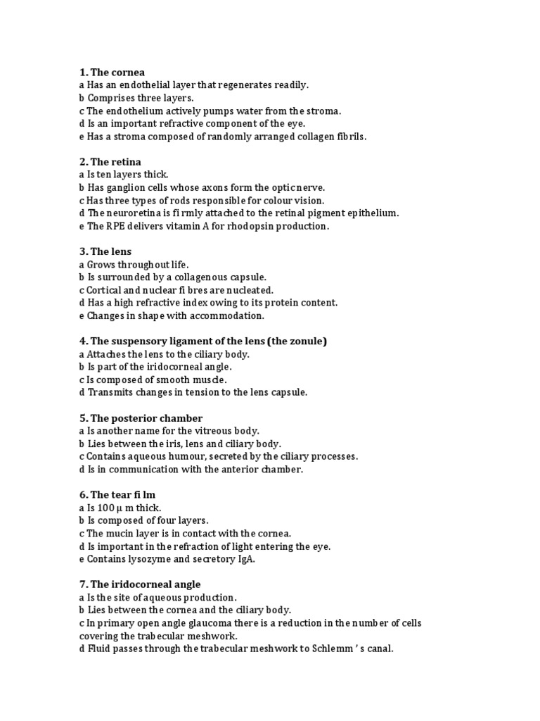 Ophthalmology Study Notes Overview | PDF | Glaucoma | Cataract