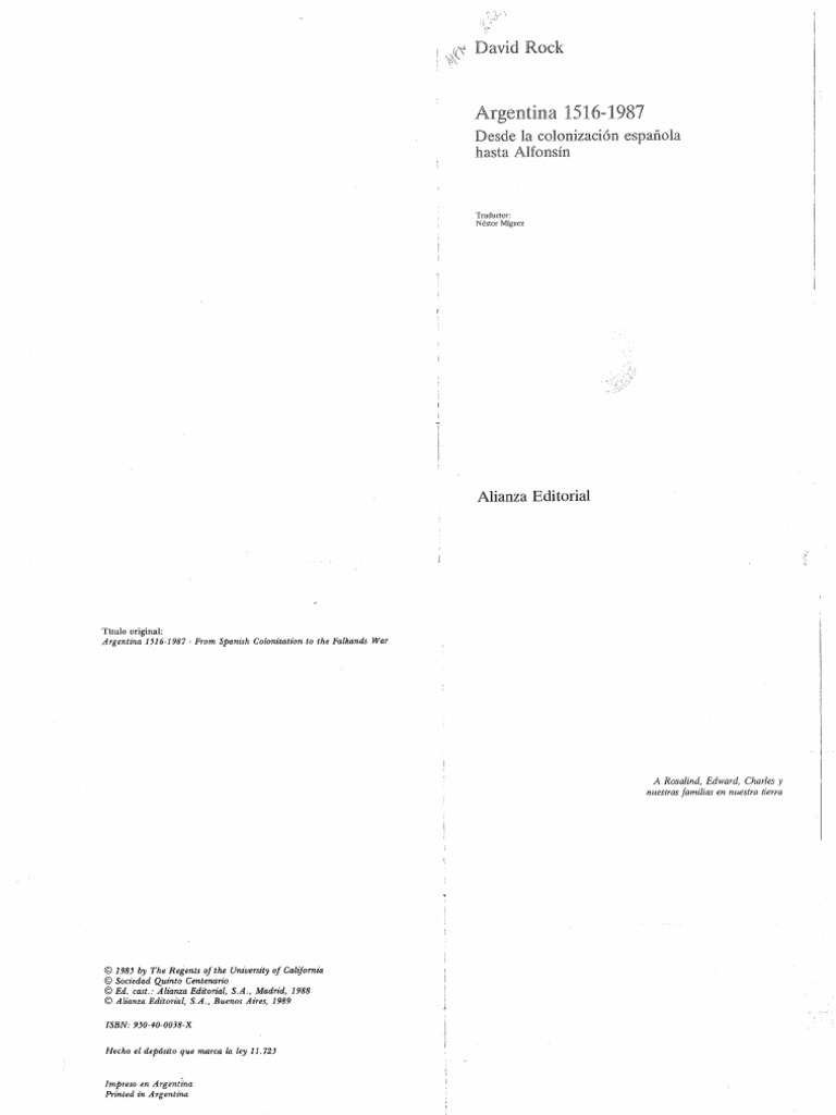 David Rock Argentina 1516 1987 PDF | PDF