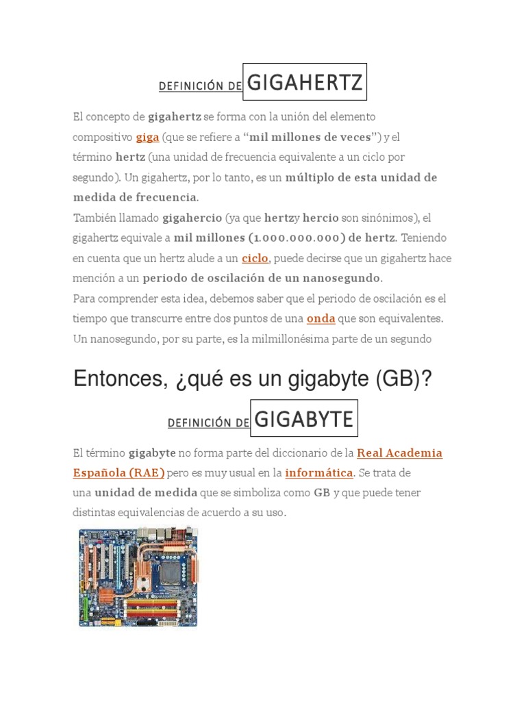 Gigahertz: Entonces, ¿Qué Es Un Gigabyte (GB) ? | PDF | Poco ...