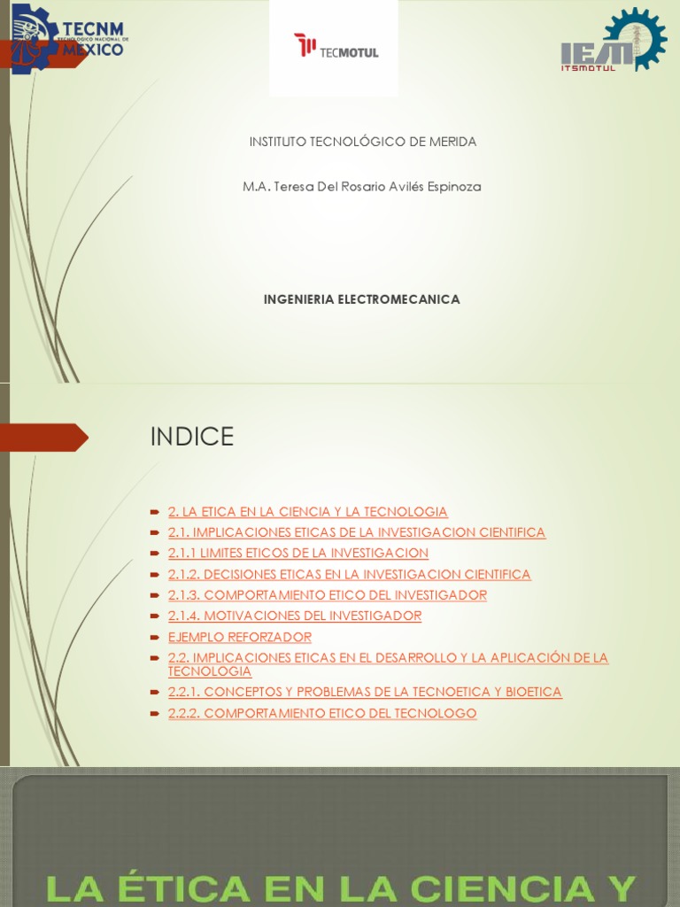La Etica en La Ciencia y La Tecnologia | PDF | Motivación | Motivacional