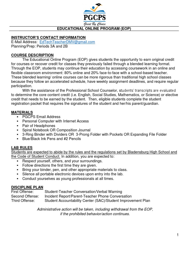 Eop Generic Syllabus | PDF | Teachers | Educational Technology